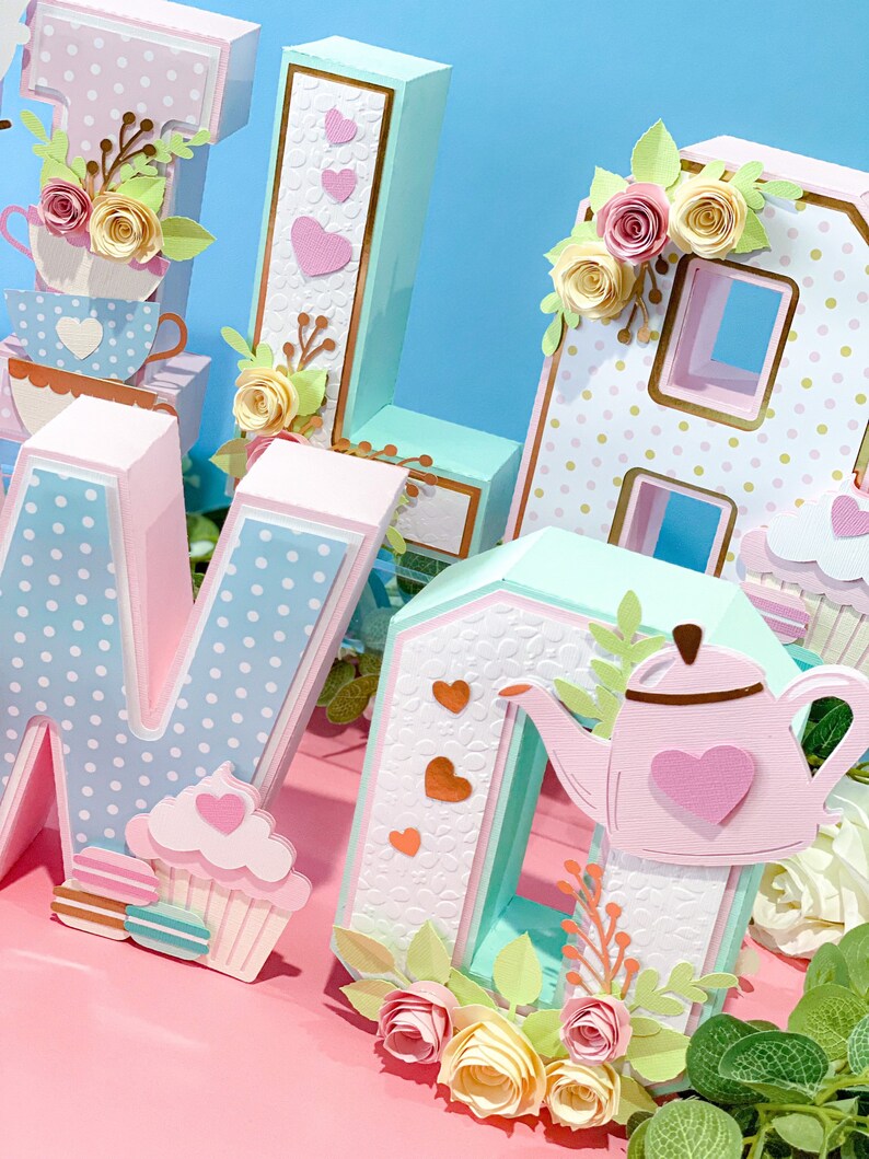 Tea Party Theme 3D Letters Teapot Party Theme Floral Pink - Etsy