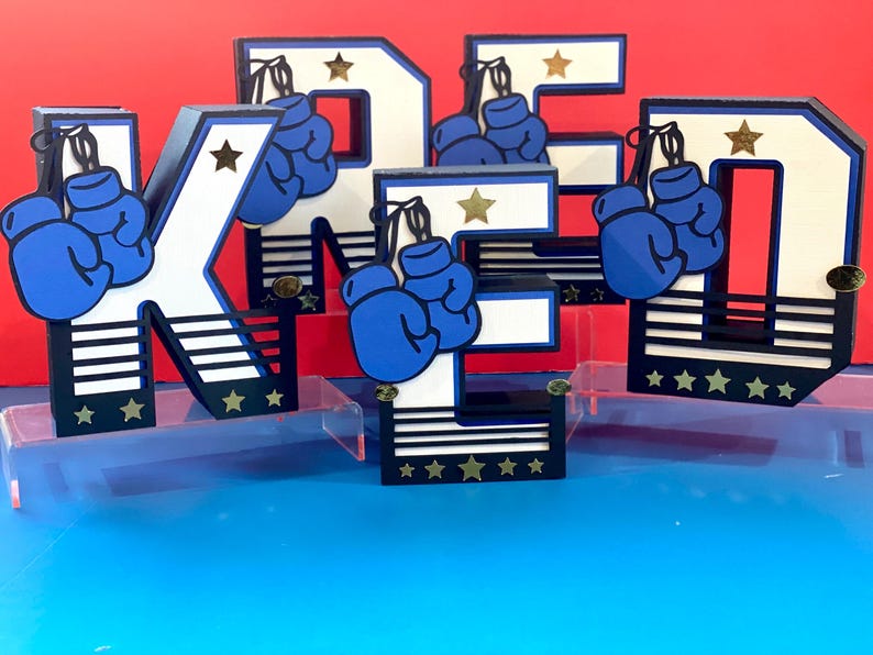 Blue and Silver Boxing Theme 3D Letters | First Round Boxing Party ...
