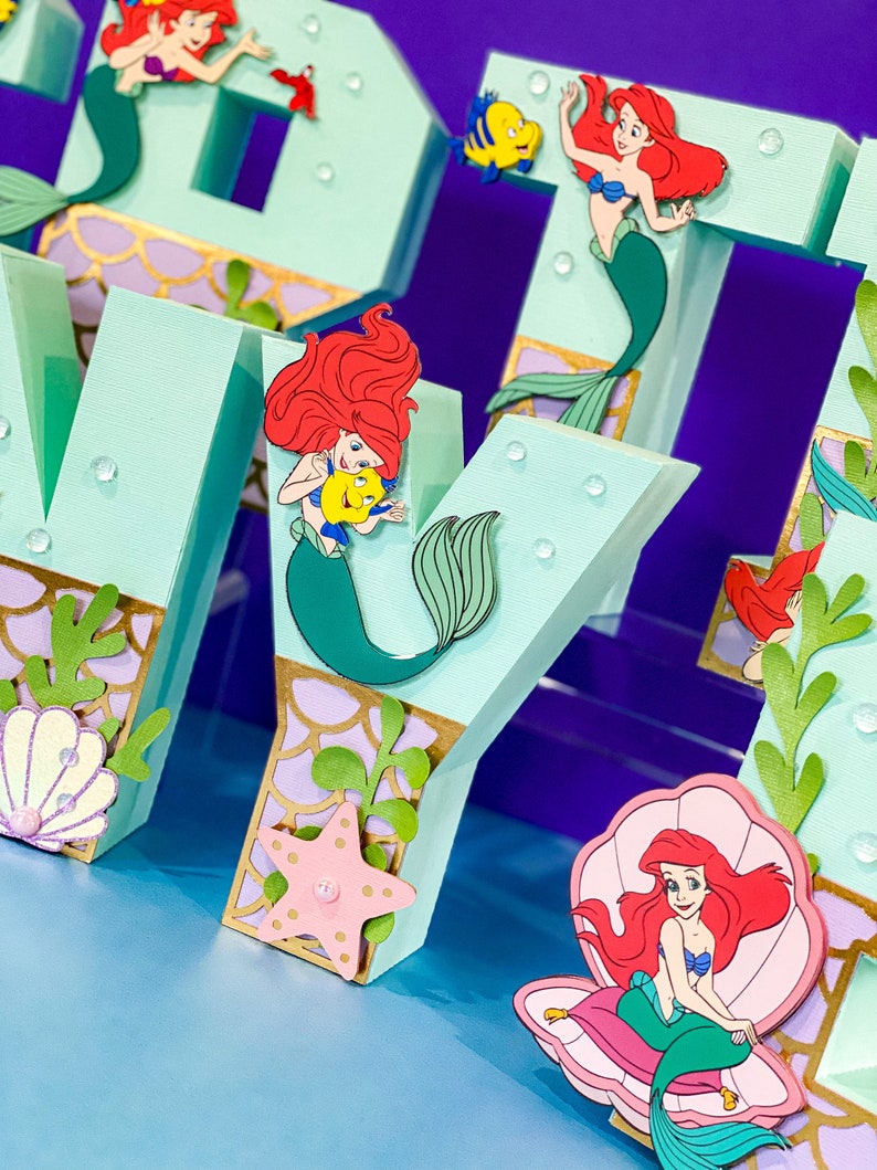 Little Mermaid Theme 3D Letters | Ariel Party Theme | Mermaid Birthday ...