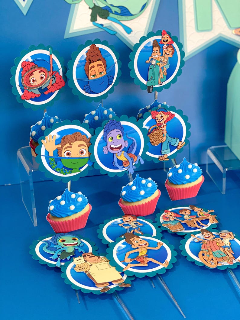 Set of 12 Cupcake Toppers | Luca Theme Party | Italy Birthday Cupcake ...