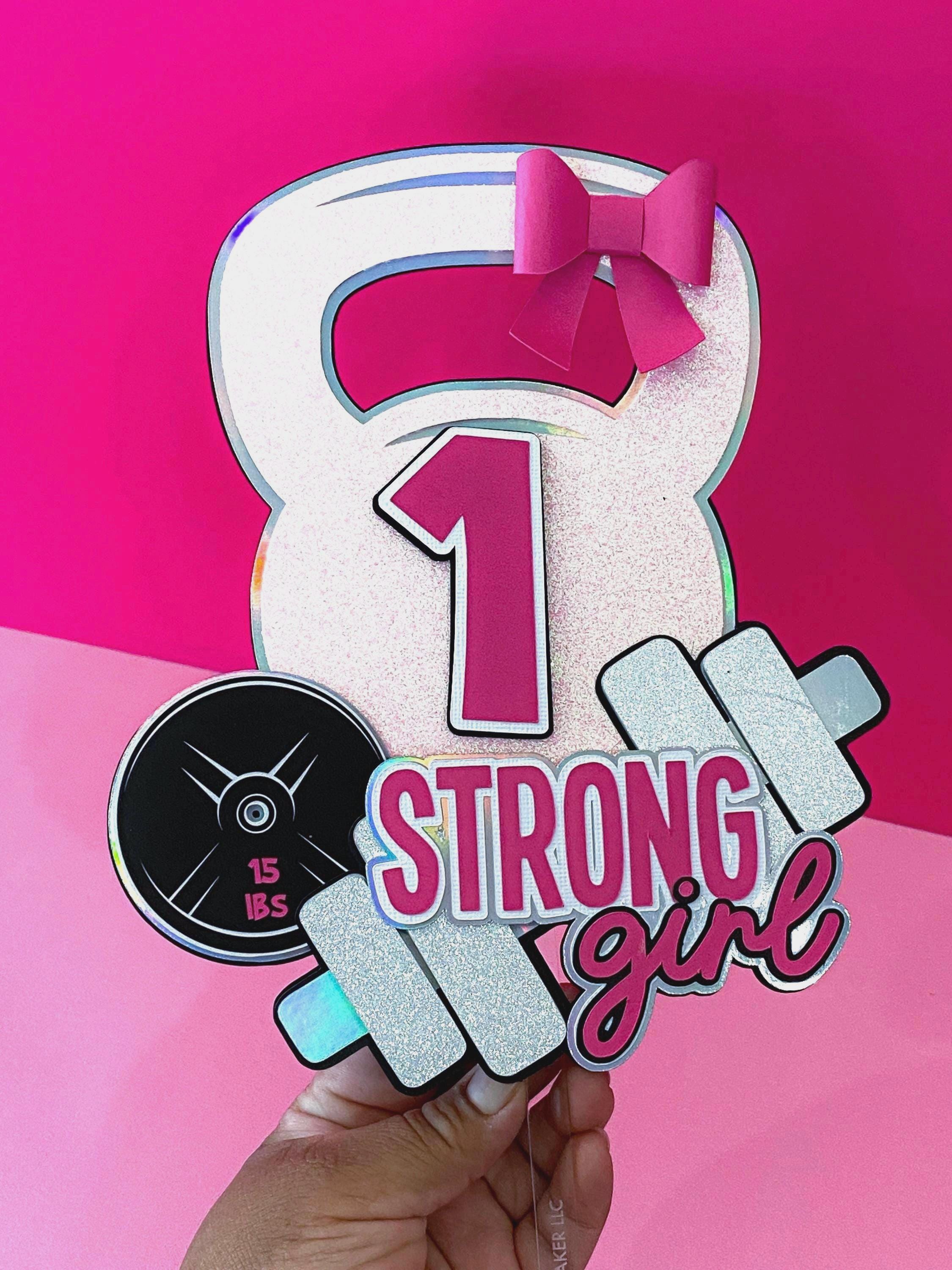 ONE Strong Cake Topper | Fitness Theme Party | Gym Weights Birthday ...