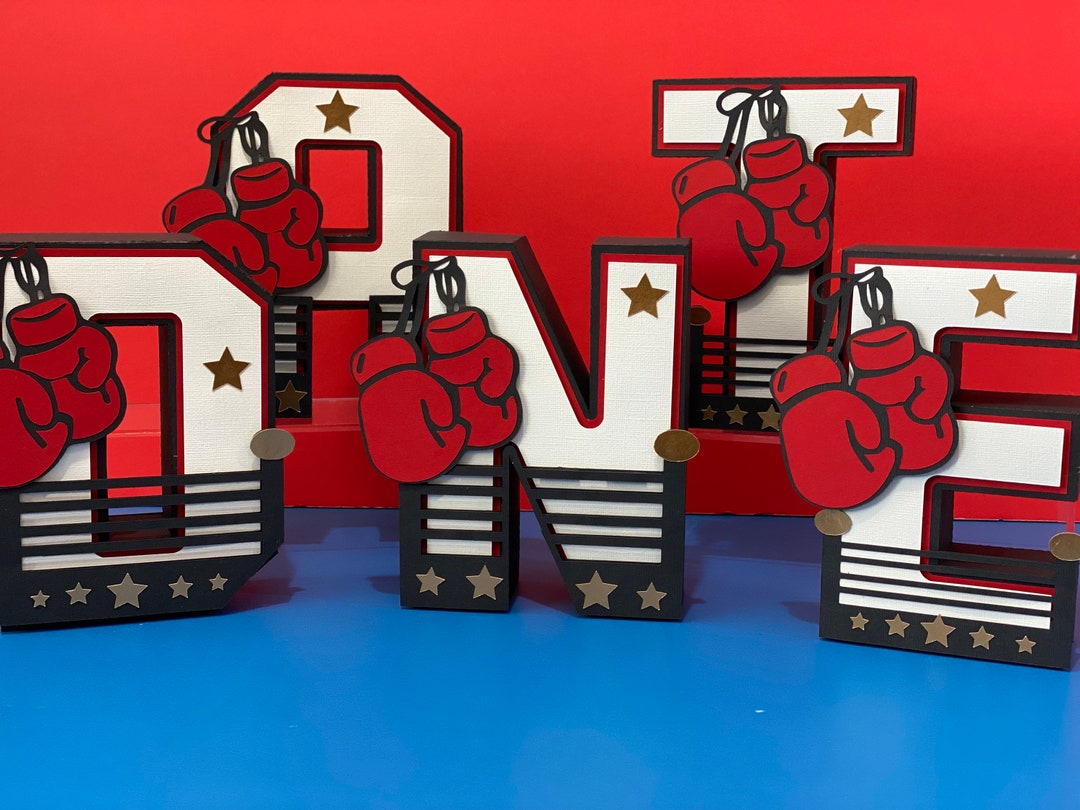 Boxing Theme 3D Letters or Numbers | First Round Boxing Birthday Party ...