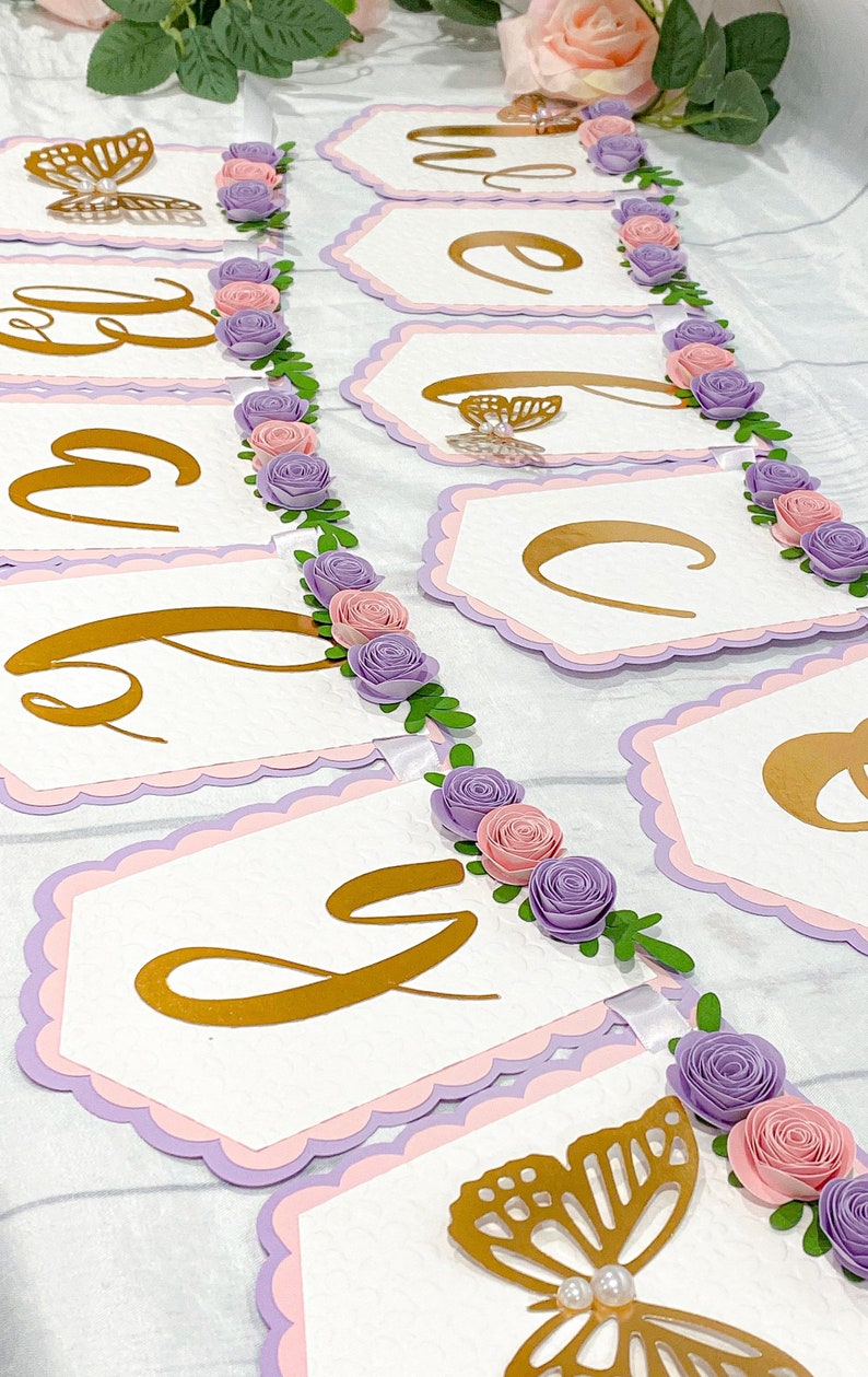 Butterfly Theme Banner Butterfly Floral Theme Party | Etsy