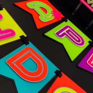 Neon Theme Birthday Banner | Personalized Birthday Banner | Neon Theme ...