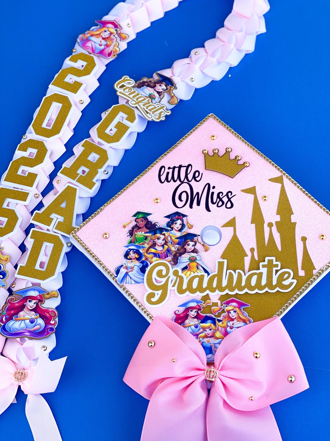 Bundle Princess Graduation Cap Topper and Lei | Kindergarten Graduation ...