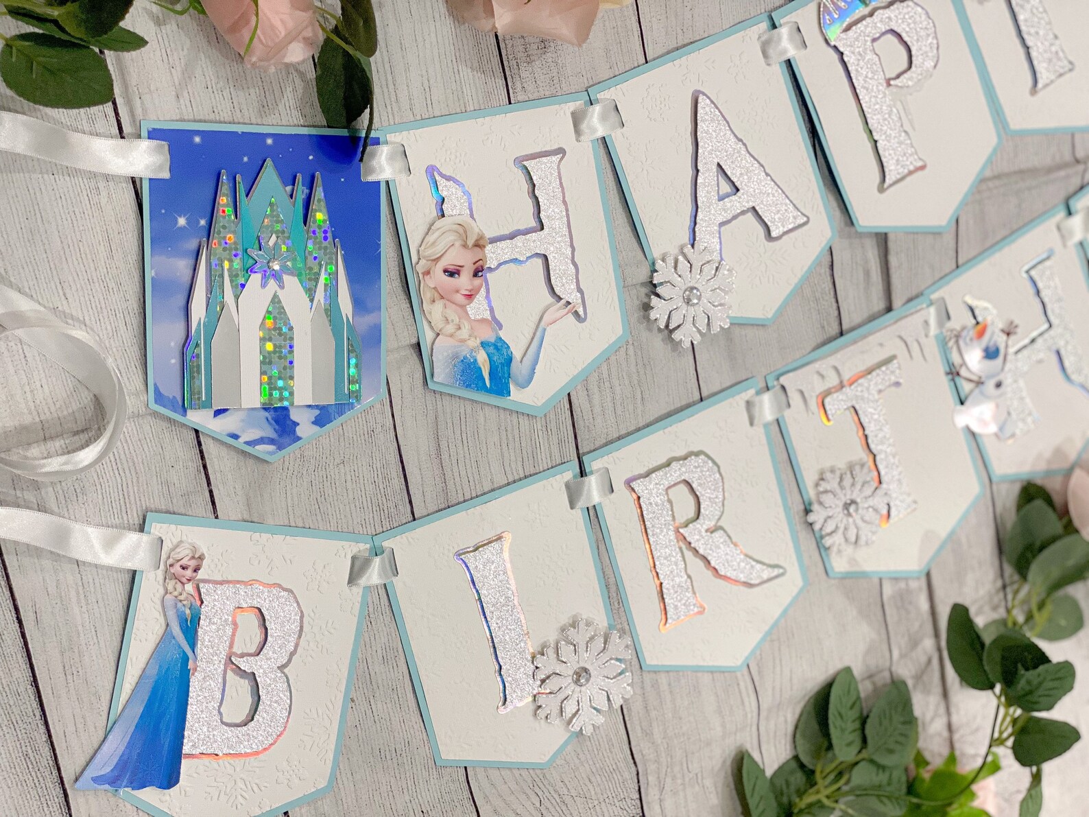 Frozen Happy Birthday Banner | Elsa Ice Princess Theme Party | Olaf ...