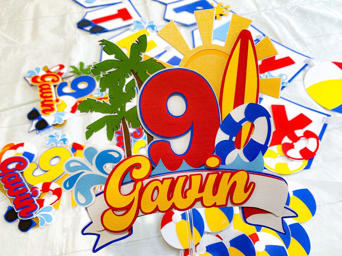 Pool Party Cake Topper | Beach Party Cake Topper | Summer Theme Party ...