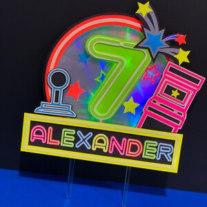 Glow Arcade Theme Cake Topper | Laser Tag| Glow in the Dark Theme Party ...