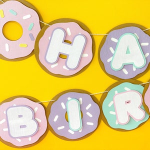 Donut Birthday Banner Donut Theme Party Happy Birthday Banner ...
