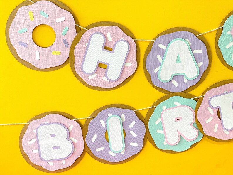 Donut Birthday Banner Donut Theme Party Happy Birthday - Etsy