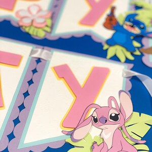 Lilo and Angel Theme Birthday Banner | Personalized Birthday Banner ...