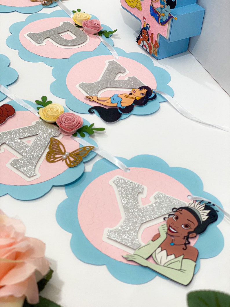 Happy Birthday Banner Disney Princesses Theme Party - Etsy