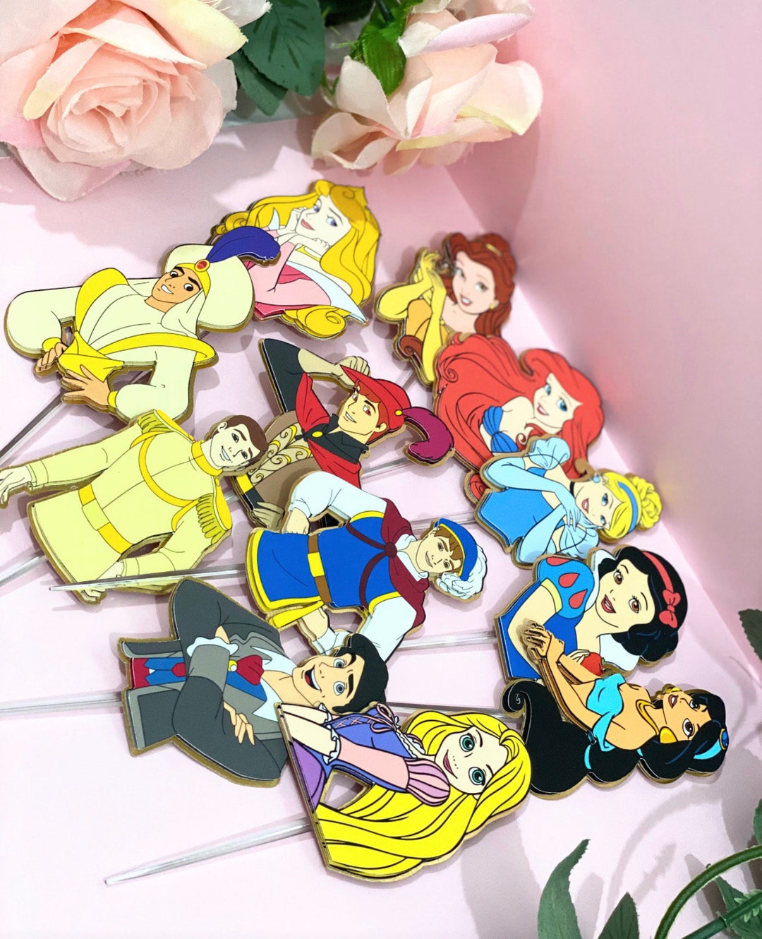 Set of 12 Cupcake Toppers | Disney Princes & Princesses Theme Party ...
