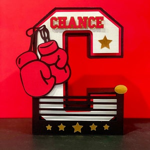 Large Boxing Theme 3D Letters With Name First Round Boxing Party Theme ...