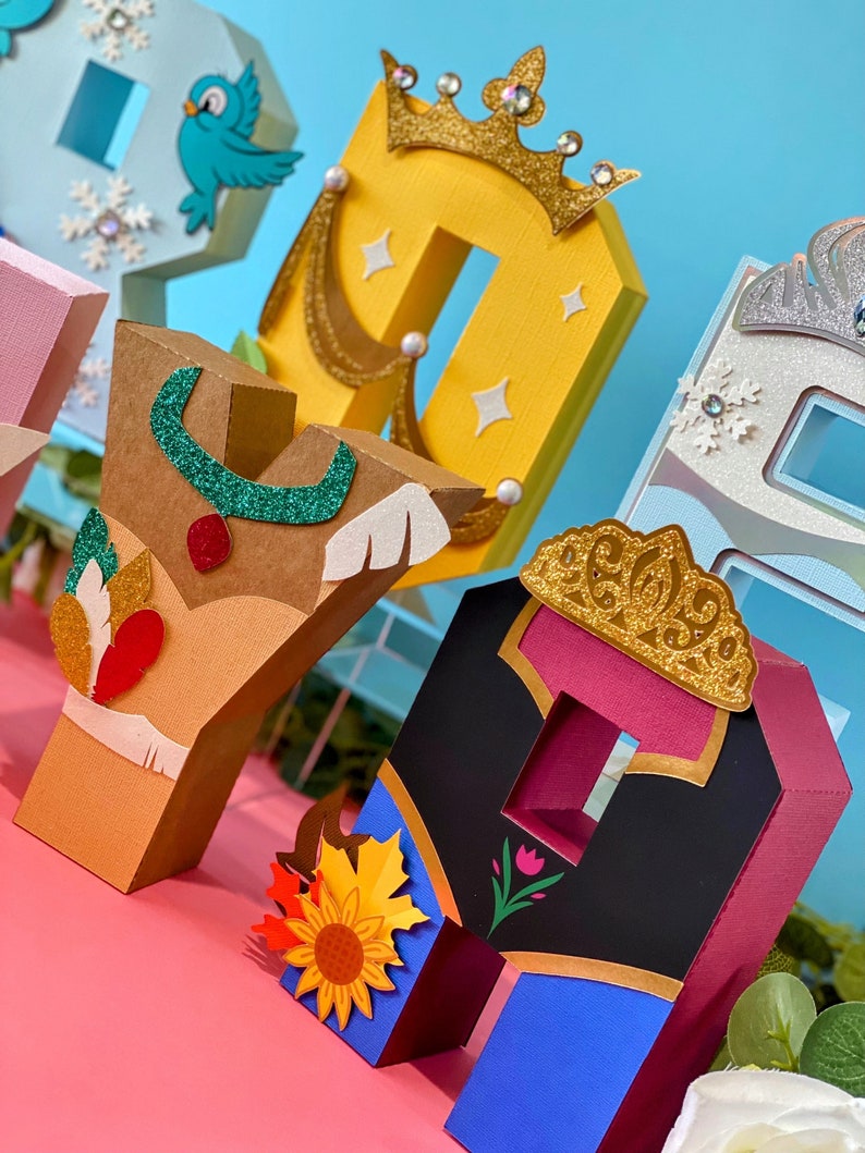 Princess Theme 3D Letters or Numbers | Princess Party Theme | Disney ...