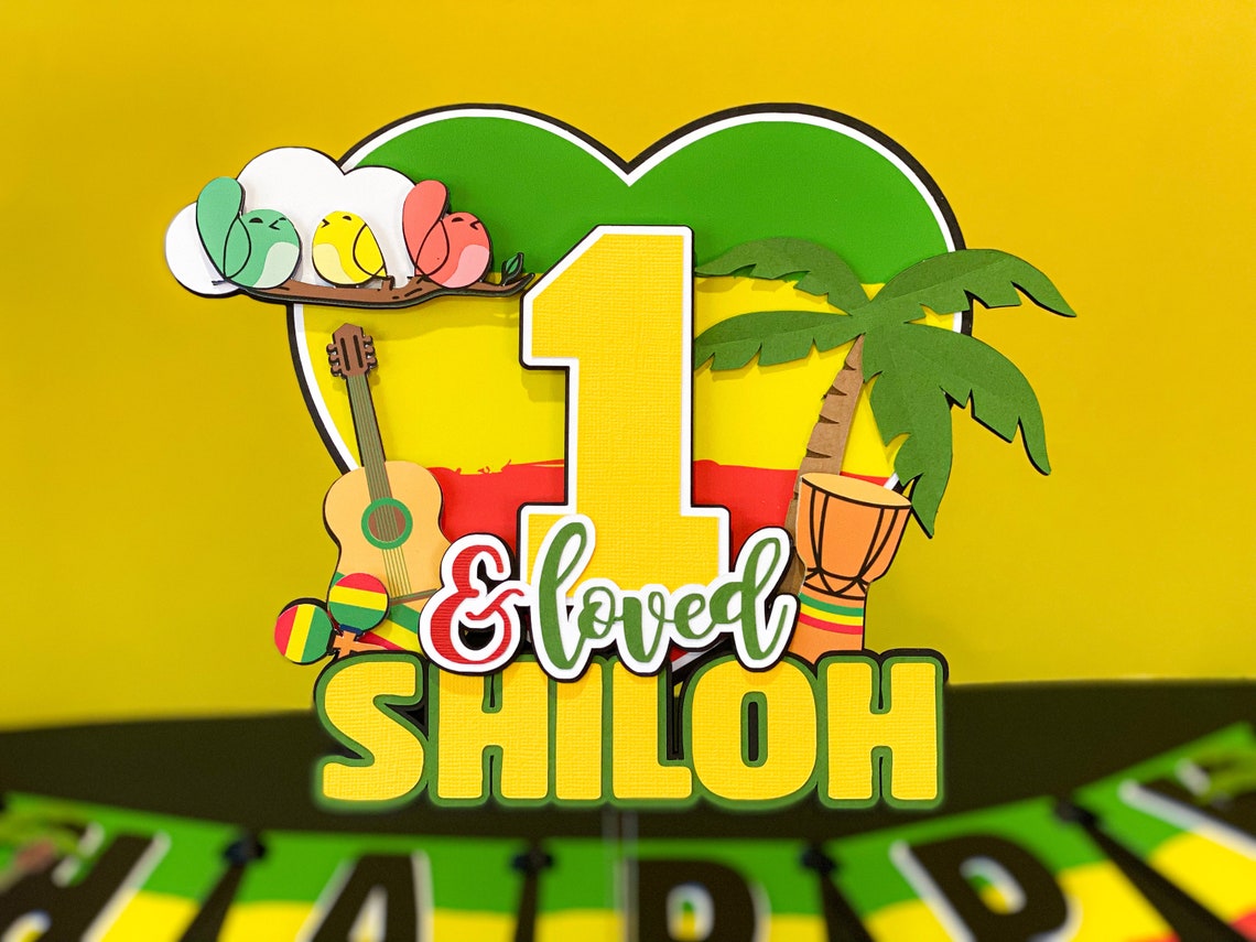 One & Loved Cake Topper | Reggae Theme Cake Topper | One Love First ...