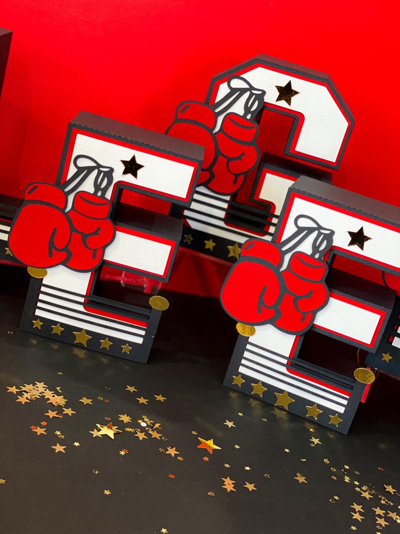 Boxing Theme 3D Letters or Numbers | First Round Boxing Birthday Party ...