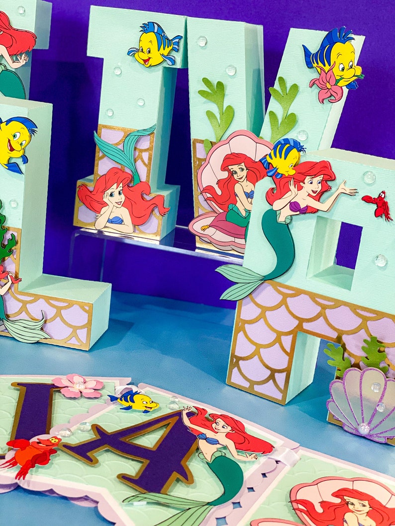 Little Mermaid Theme 3D Letters | Ariel Party Theme | Mermaid Birthday ...