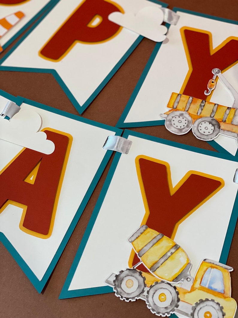 Kid’s Construction Birthday Banner | Digger Theme Party Supplies ...