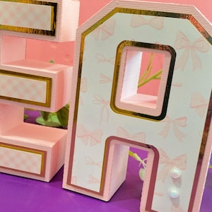 Coquette 3D Letters or Numbers| Pink Bow Baby Shower Party Theme ...