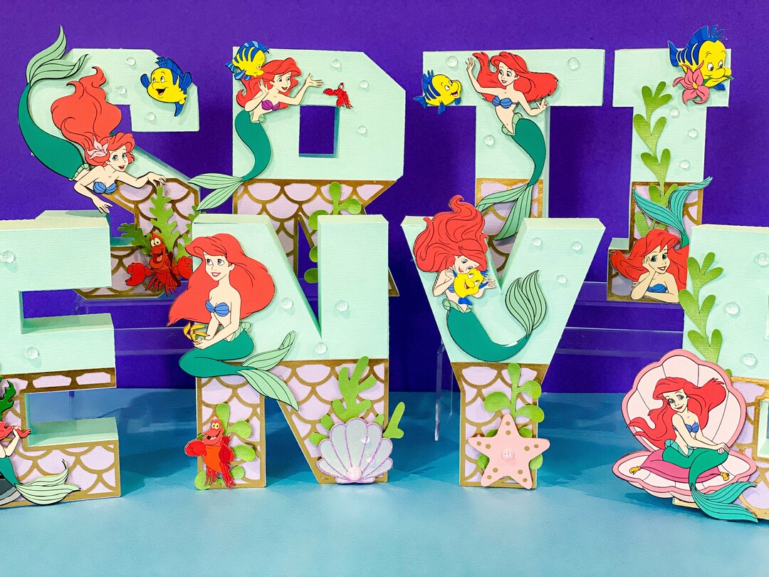 Little Mermaid Theme 3D Letters | Ariel Party Theme | Mermaid Birthday ...