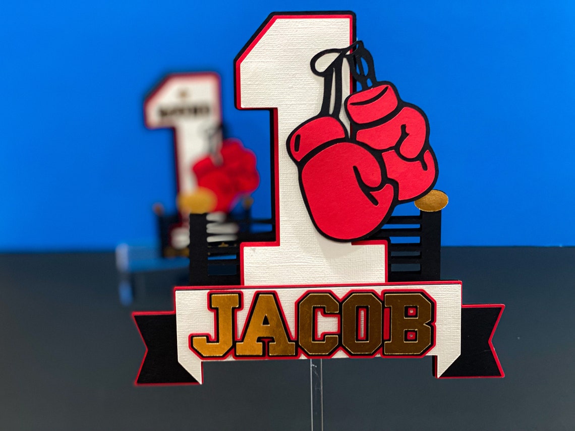 Boxing Cake Topper | Baby Shower Cake Topper | First Round Wrestling ...