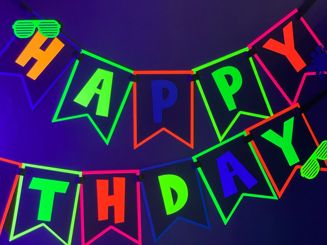 Neon Theme Birthday Banner | Personalized Birthday Banner | Neon Theme ...
