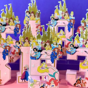 Princess 3D Letters or Numbers| Princess Party Theme | Princess ...