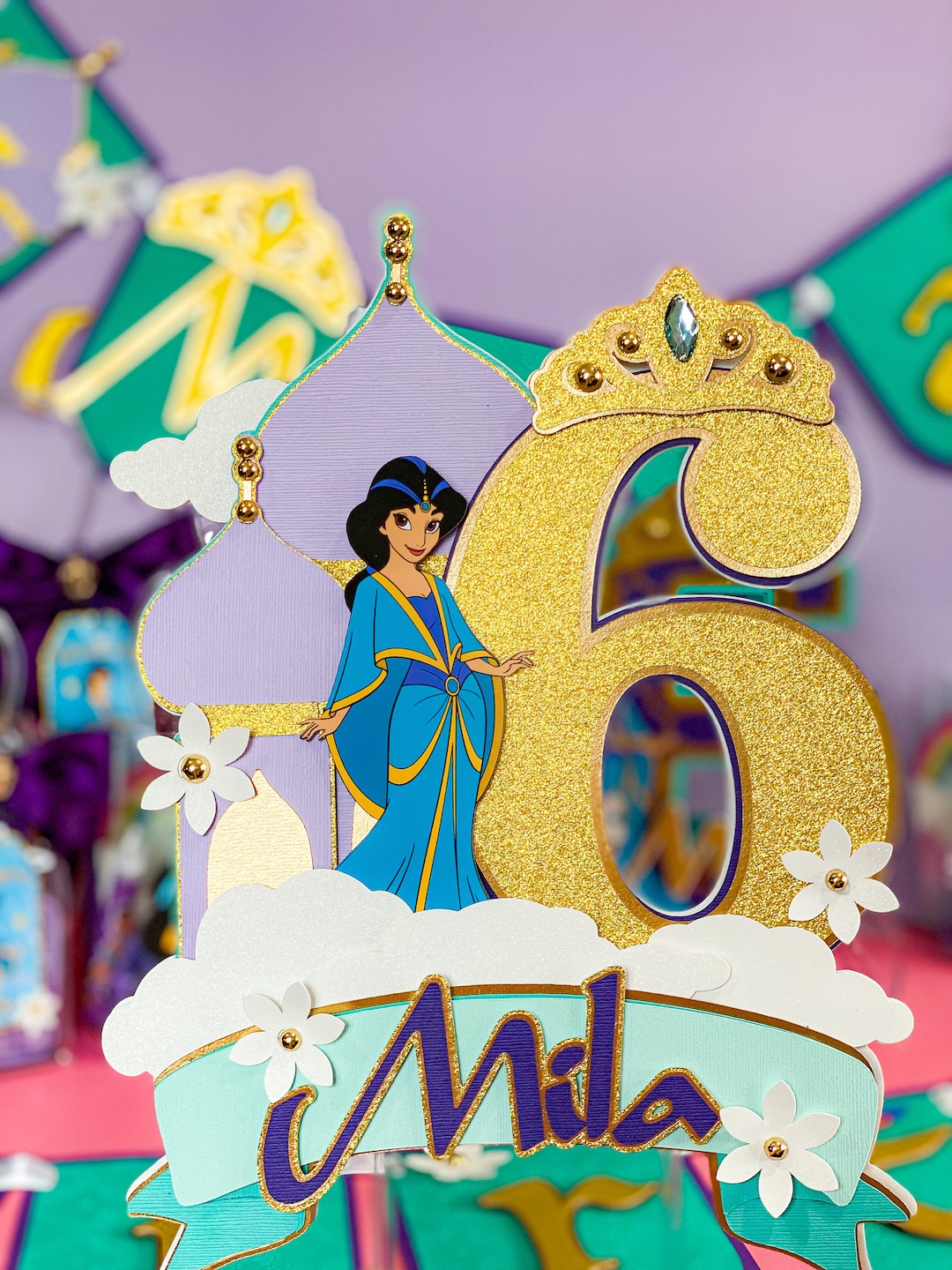 Jasmine Princess Cake Topper | Princess Theme Party | Disney Aladdin ...