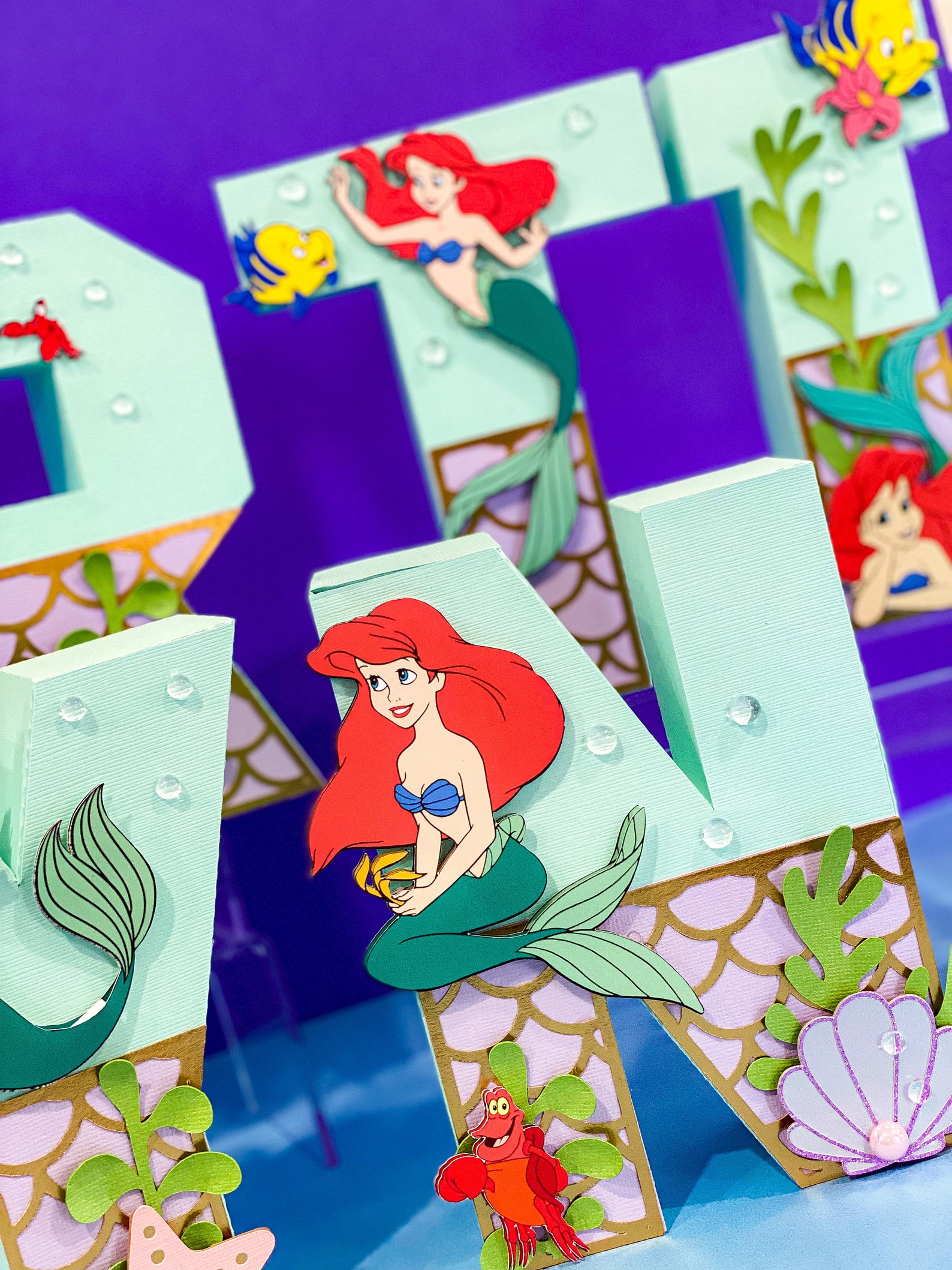 Little Mermaid Theme 3D Letters | Ariel Party Theme | Mermaid Birthday ...