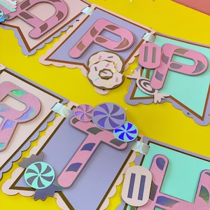 Candyland Birthday Banner | Pastel Candyland Theme Party | Happy ...