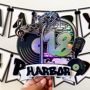 Music Theme Cake Topper | Vinyl Records Party | Hip Hop Rap Party ...