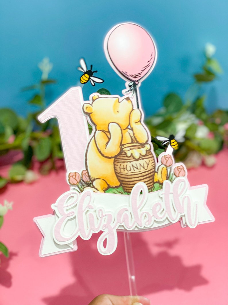 Pink Winnie the Pooh Cake Topper Baby Shower Cake Topper - Etsy