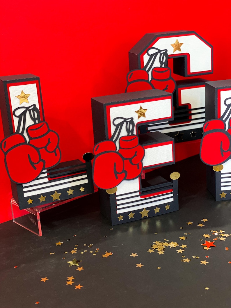Boxing Theme 3D Letters or Numbers | First Round Boxing Birthday Party ...