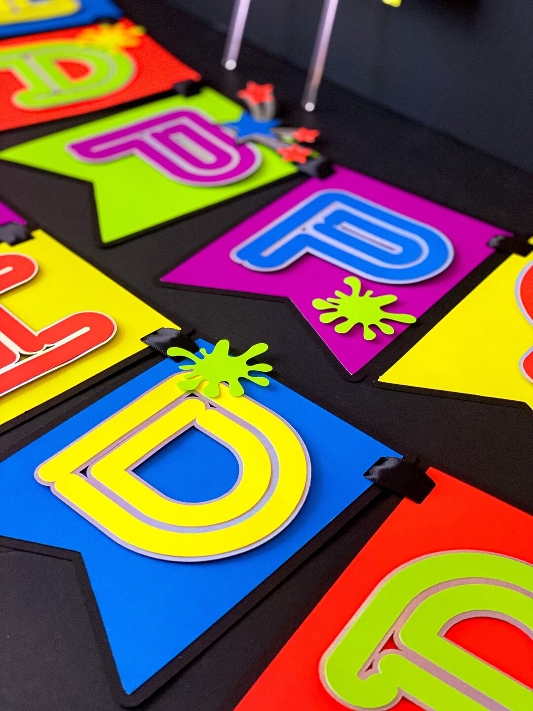 Neon Theme Birthday Banner Personalized Birthday Banner Neon Theme ...