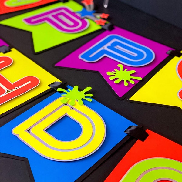 Neon Birthday Banner - Etsy