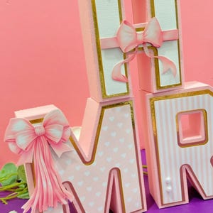 Coquette 3D Letters or Numbers| Pink Bow Baby Shower Party Theme ...