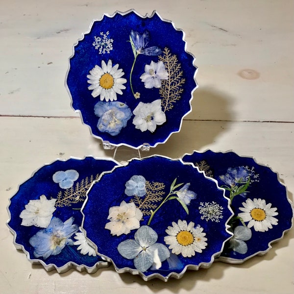 Blue Coaster Set - Etsy