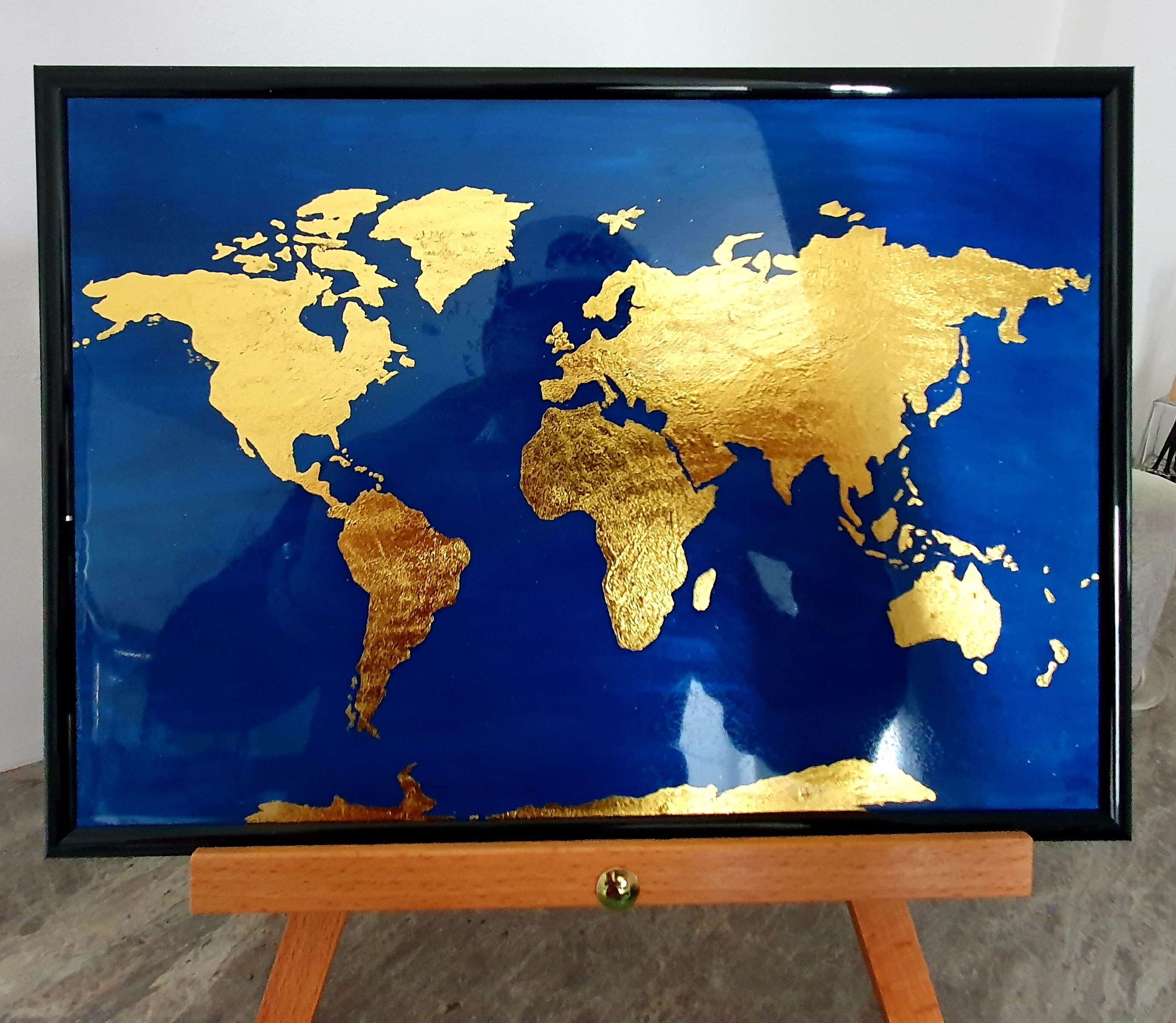 Gold World Map Metal Art - Etsy