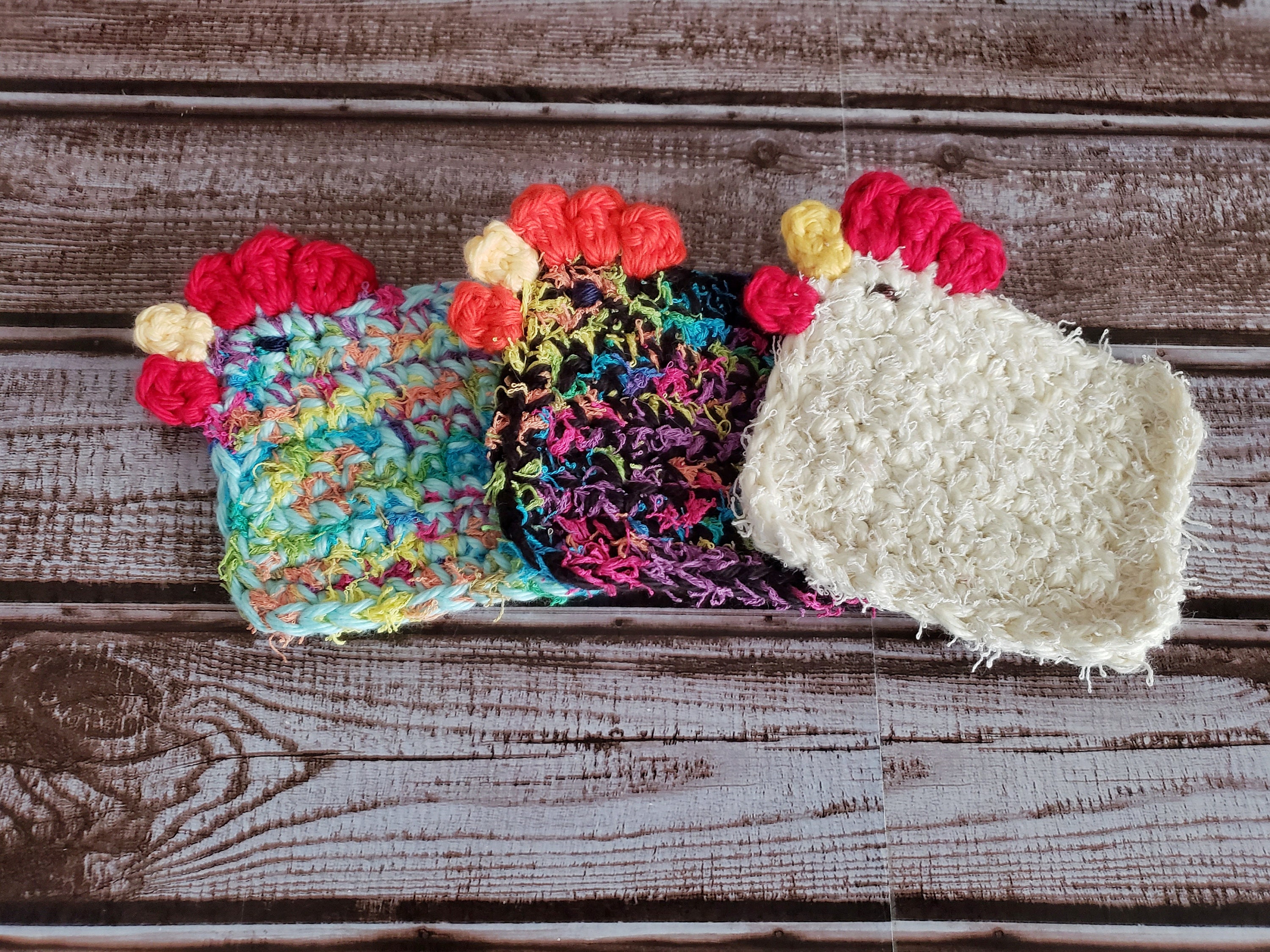 Set of 3 Cotton Chicken Dish Scrubbies, Cotton Yarn, Dish Cleaners - Etsy