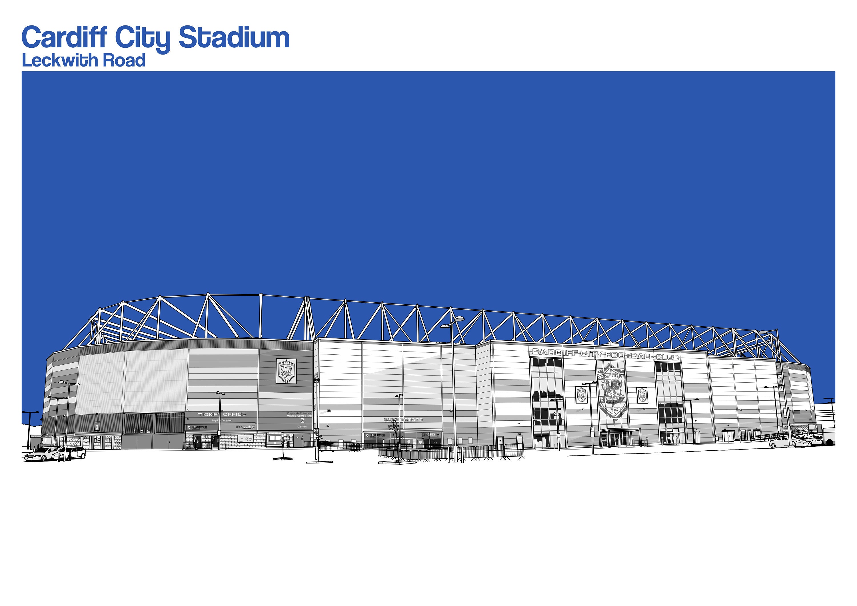 Cardiff City Stadium Art Print, Poster, Picture - Etsy UK