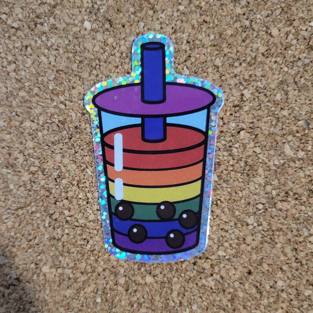 Gay Pride Flag Boba Tea Glitter Vinyl Sticker - Etsy