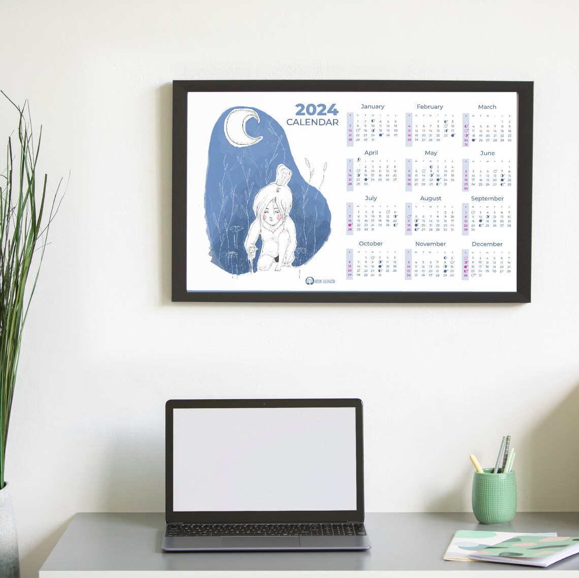 Printable Girl Art Calendar 2024 /gift Art Calendars /PDF Printable ...