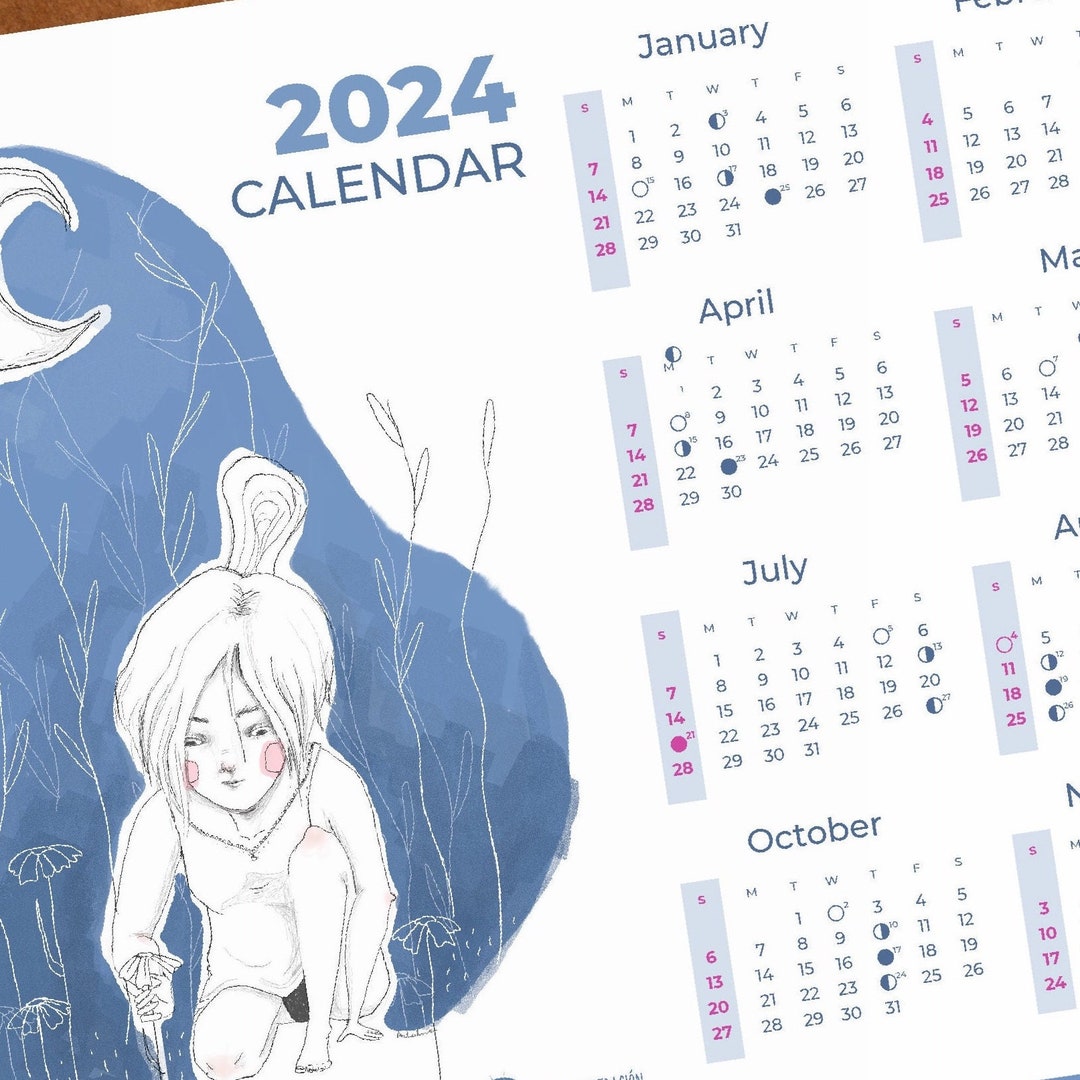 Printable Girl Art Calendar 2024 /gift Art Calendars /PDF Printable ...