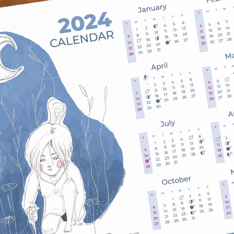 Printable Girl Art Calendar 2024 /gift Art Calendars /PDF Printable ...