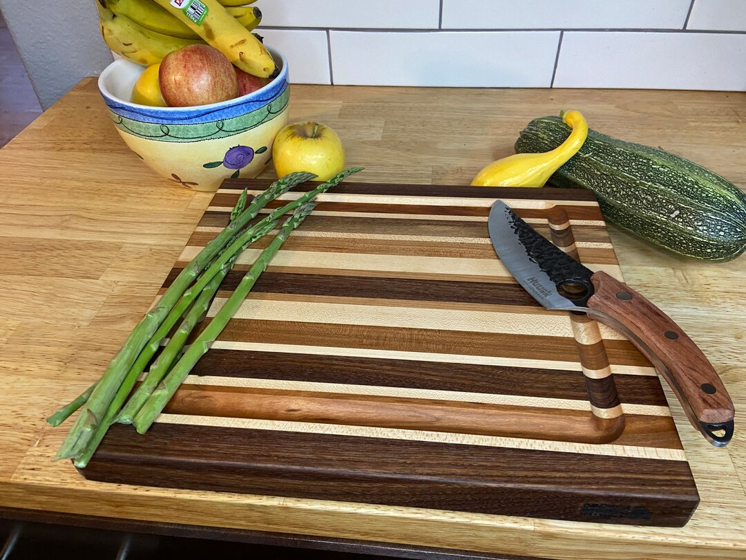 Hardwood Edge Grain Butcher Block With Juice Groove, Charcuterie Board ...