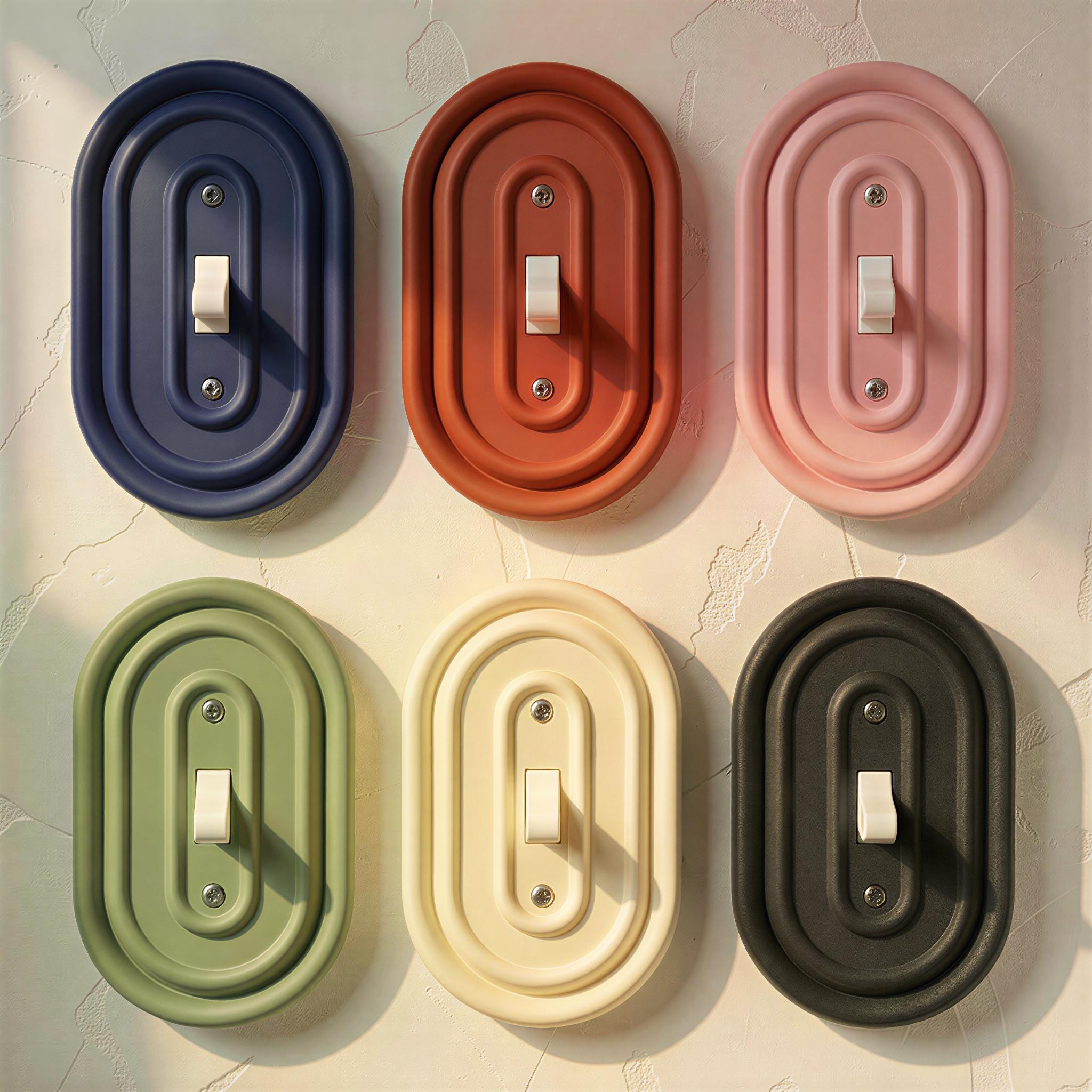 Oval Modern Toggle Switch Plate | Vintage Style Mid-century | 3D ...