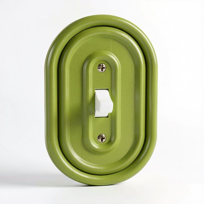 Oval Modern Toggle Switch Plate | Vintage Style Mid-century | 3D ...