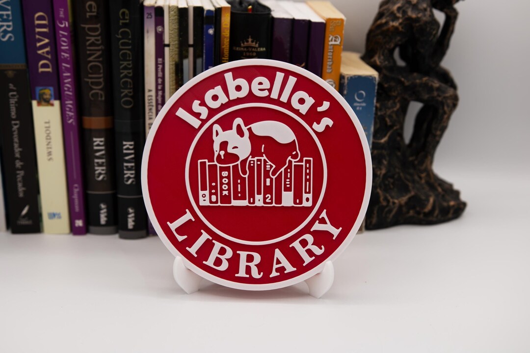 Personalized Library Sign 3D Printed Book Nook Decor With Stand, Unique ...