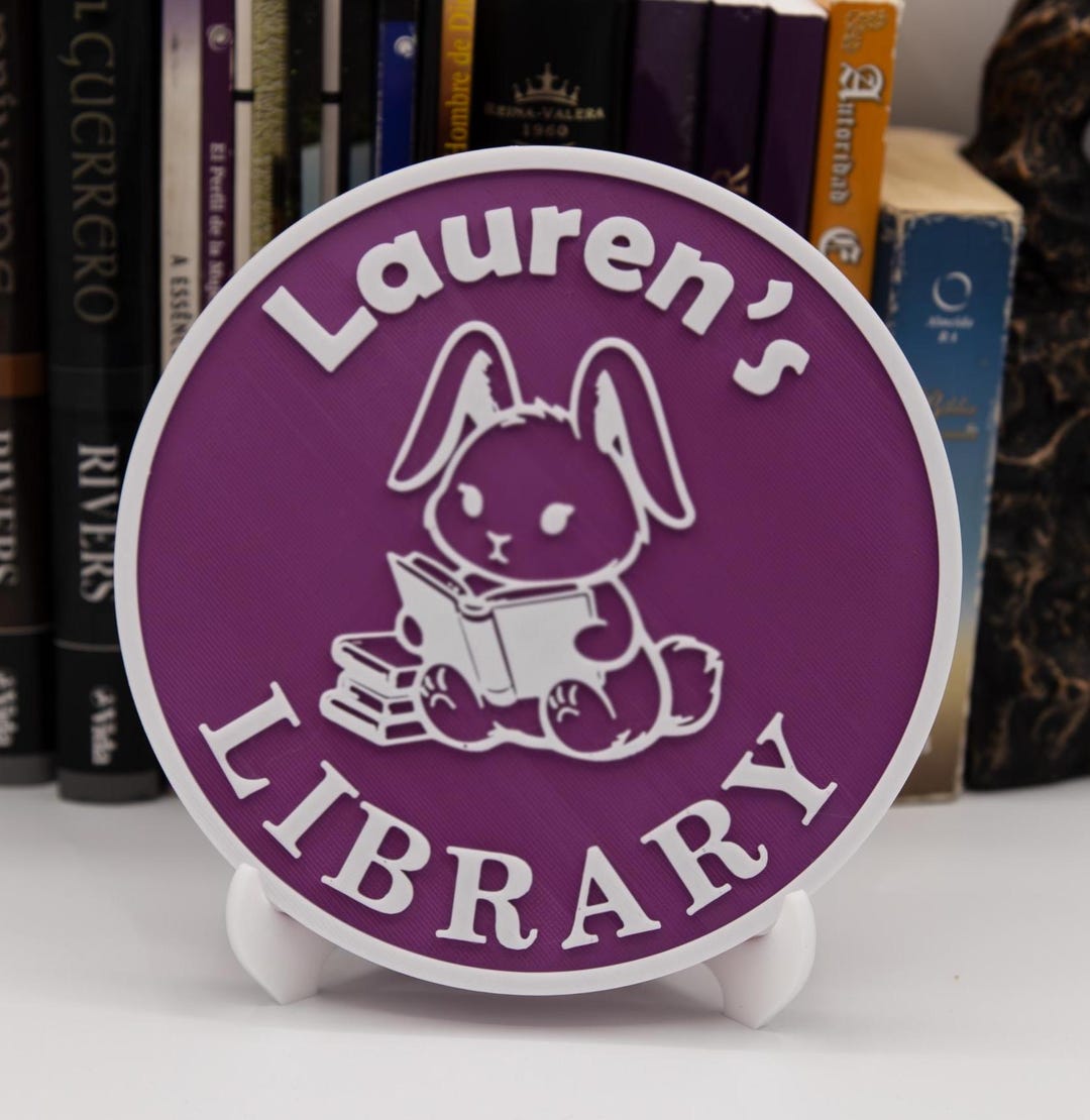 Personalized Library Sign | Custom 3D Printed Book Decor | Bookish ...